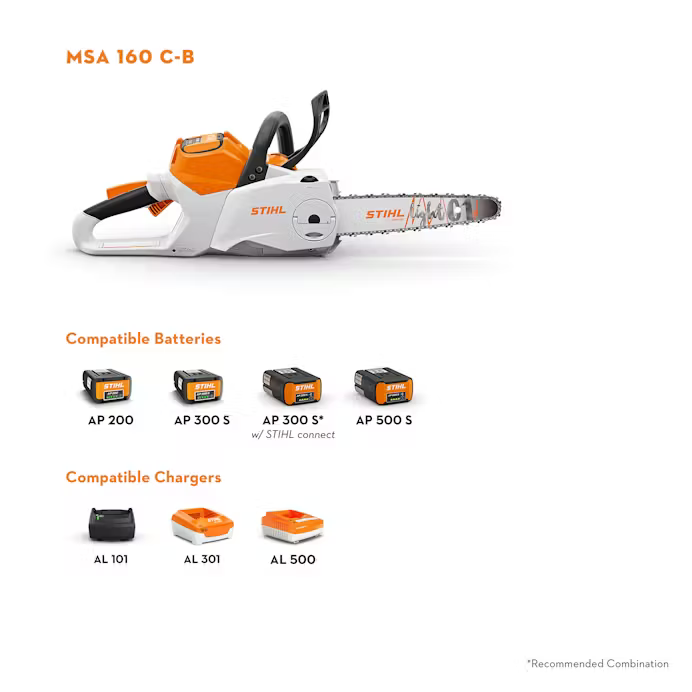 Stihl | MSA 160 C-B Battery-Powered Chainsaw | 12" bar w/ AP 300 S Bat – Foards