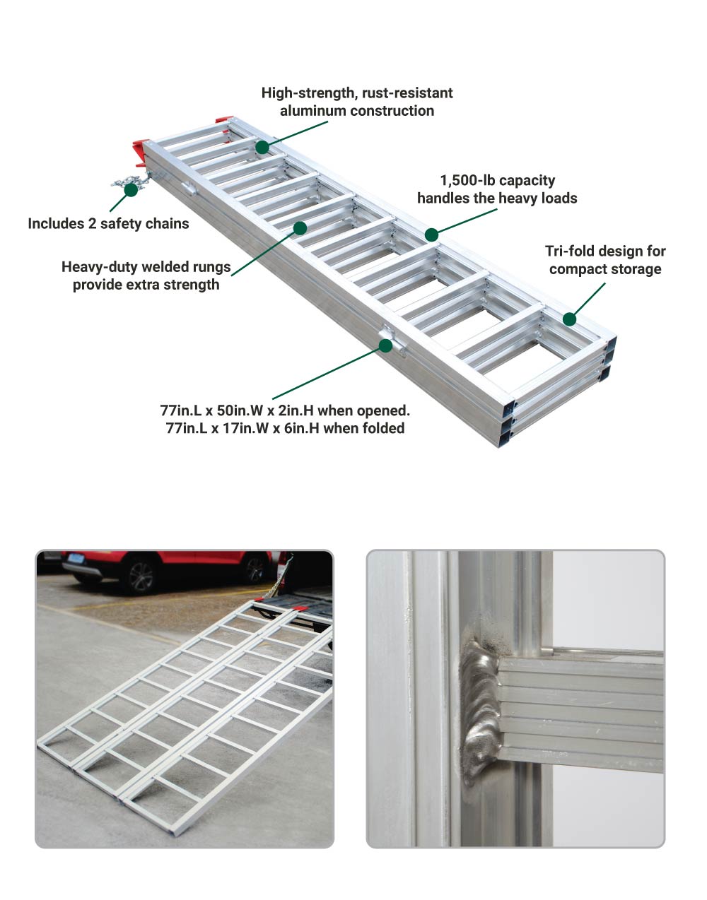 (41197.ULT) Ultra-Tow Tri-Fold Aluminum Loading Ramp | 1,500-Lb. Cap ...