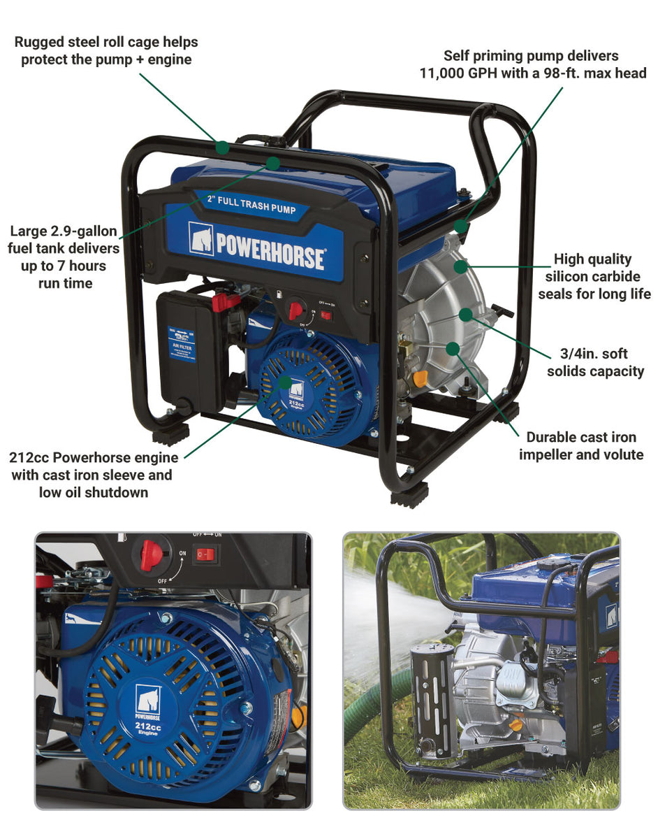 Powerhorse 2-Inch Trash Pump - 183 GPM Extended-Run – Foards