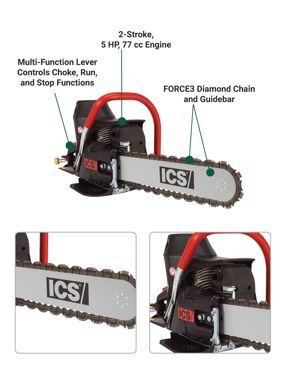 ICS 680ES-14 Concrete Chain Saw Package - 14" GC Guidebar – Foards