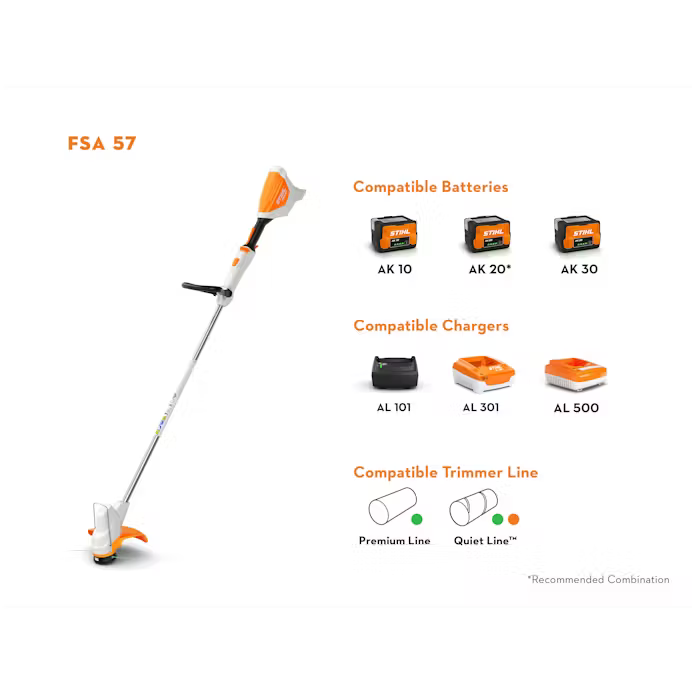 Stihl | FSA 57 Battery Trimmer | w/ AK 10 Battery & AL 101 charger (45 ...